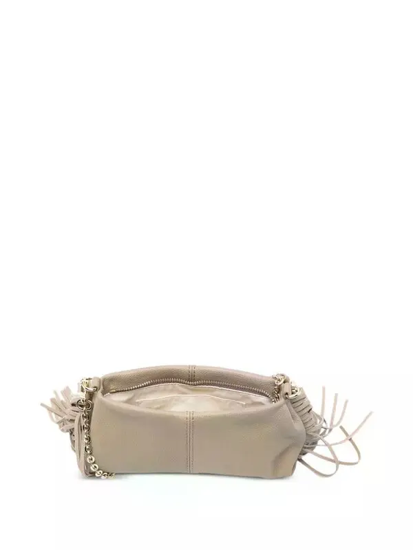 Maje Miss M Fringed Leather Clutch Bag With Chain Strap - Neutrals