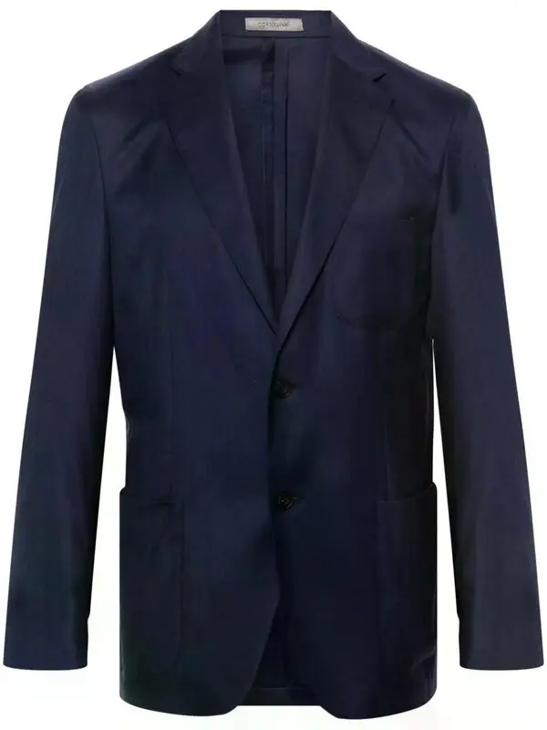 Corneliani Single-breasted Twill Blazer - Blue