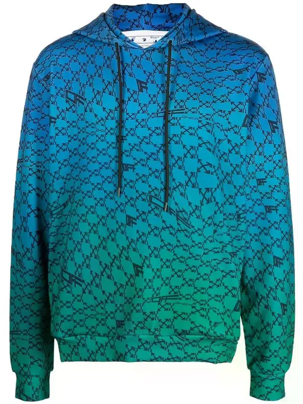 Off-White Arrows-print Ombré-effect Hoodie - Blue