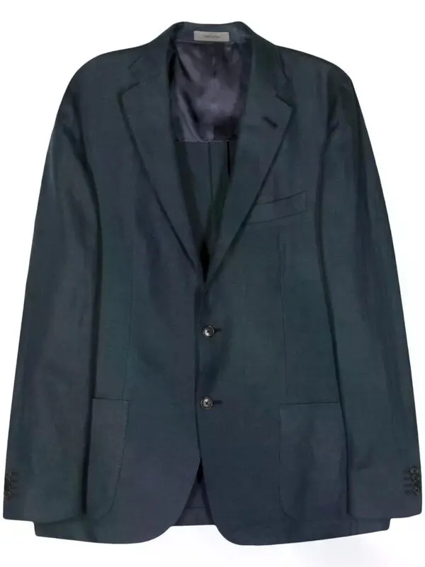 Corneliani Linen Single-breasted Blazer - Blue