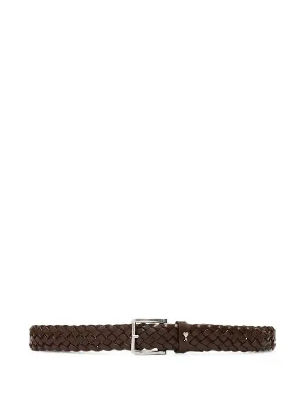 AMI Paris Braided Paris Paris Cow Leather Belt 30mm - Brown