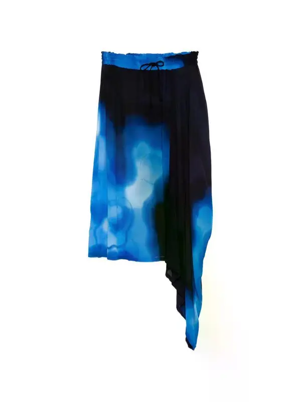 Y’s Abstract-print Asymmetric Skirt - Blue