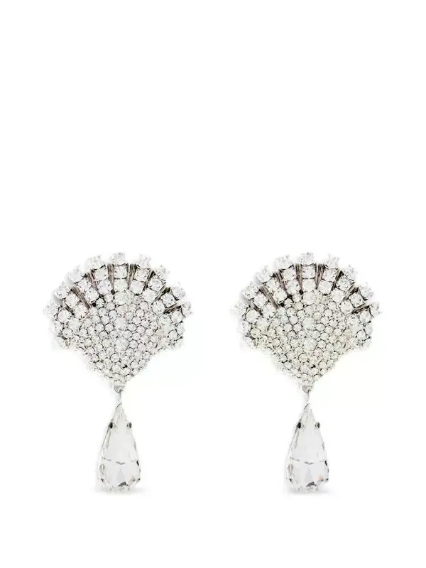 Alessandra Rich Crystal Shell-motif Drop Earrings - Silver