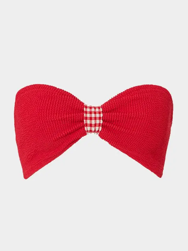 Hunza G Jean Bikini Top - Red Gingham
