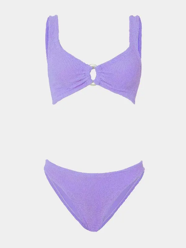 Hunza G Julia Bikini With Pearly Hoop | | Original Crinkle™ Swimwear - Lilac