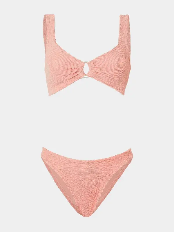 Hunza G Julia Bikini With Pearly Hoop | | Original Crinkle™ Swimwear - Peach