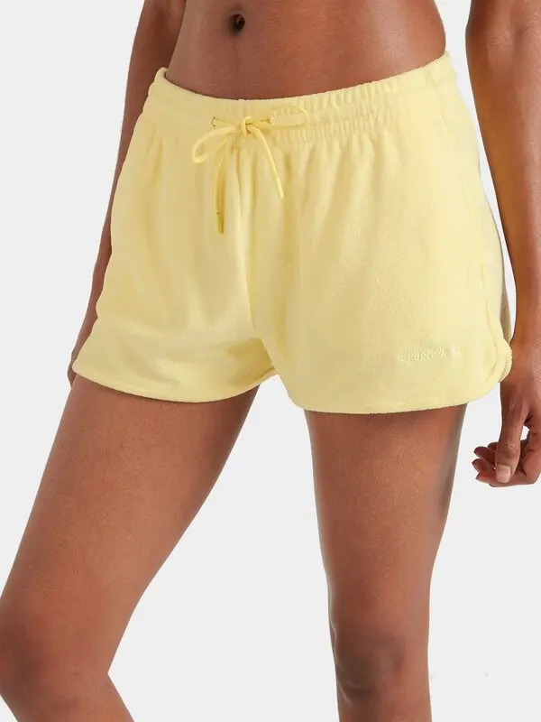 Hunza G Terry Towelling Shorts With Embroidered Logo - Butter
