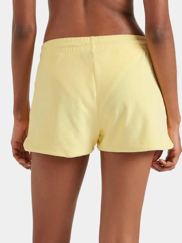 Hunza G Terry Towelling Shorts With Embroidered Logo - Butter