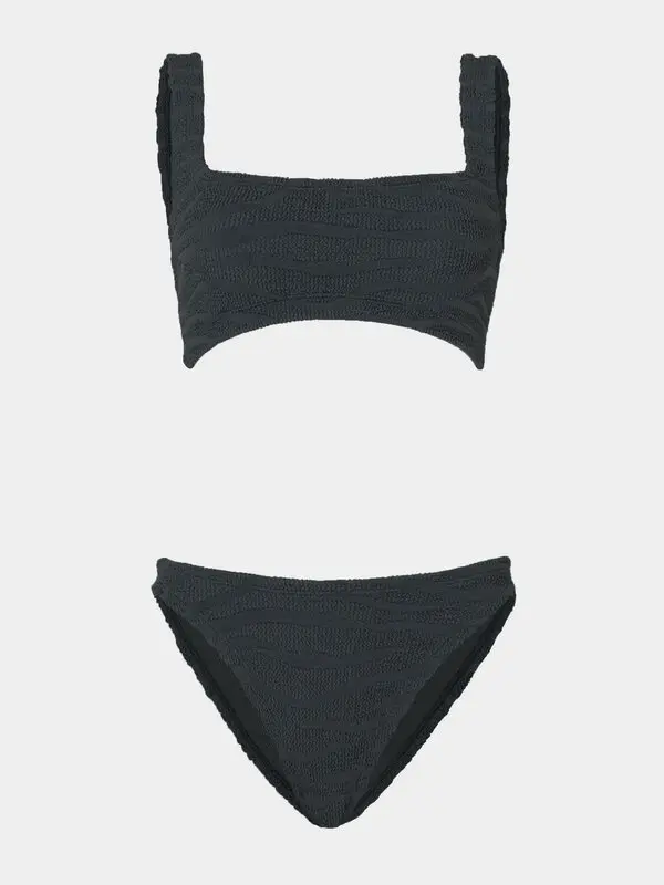 Hunza G Xandra Striped Bikini - Metallic Graphite