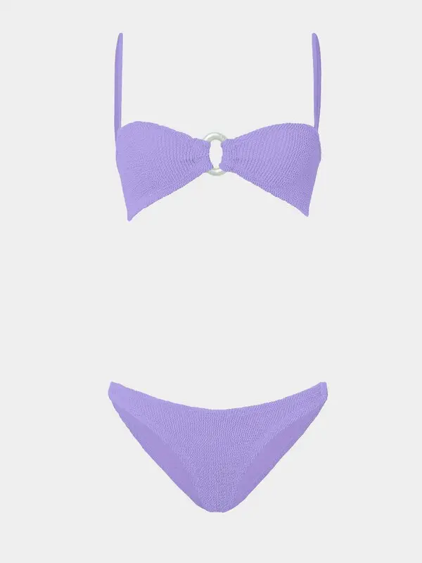 Hunza G Misty Bikini With Pearly Hoop | | Original Crinkle™ Swimwear - Lilac