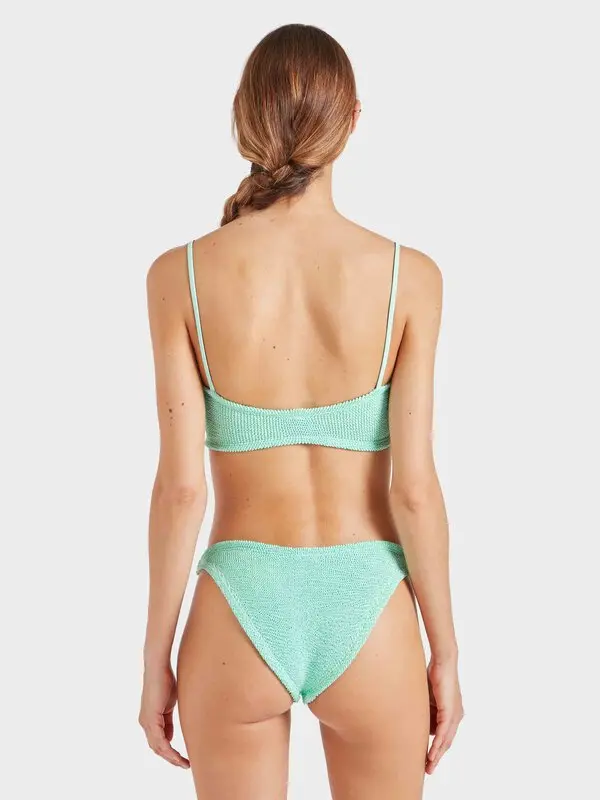 Hunza G Misty Bikini With Pearly Hoop | | Original Crinkle™ Swimwear - Metallic Mint