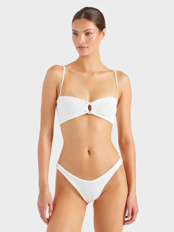 Hunza G Misty Bikini With Pearly Hoop | | Original Crinkle™ Swimwear - White