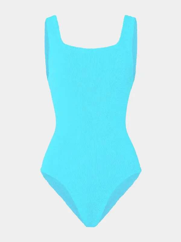 Hunza G Coverage Square Neck Swim | | Original Crinkle™ Swimwear - Aqua