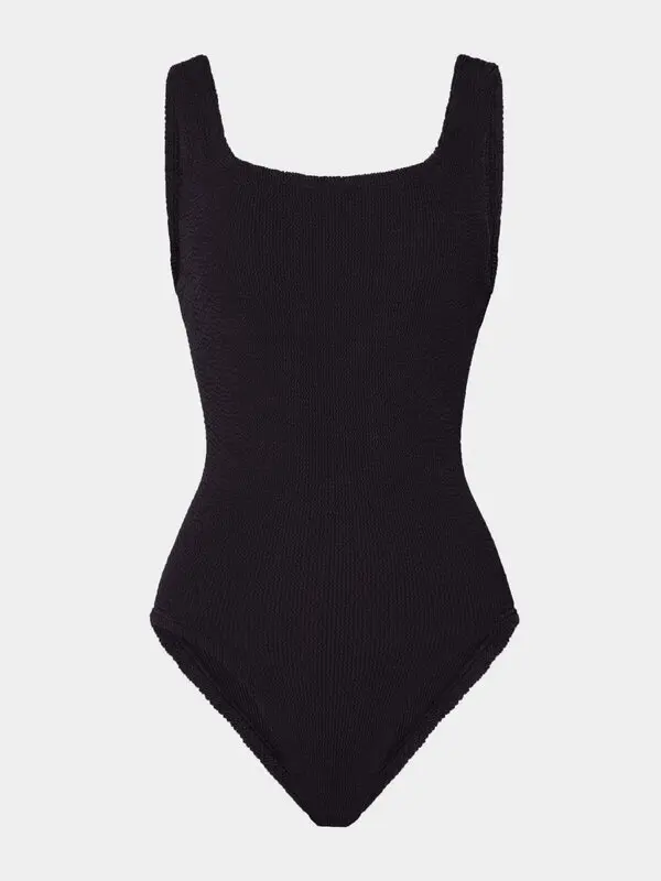 Hunza G Coverage Square Neck Swim | | Original Crinkle™ Swimwear - Black