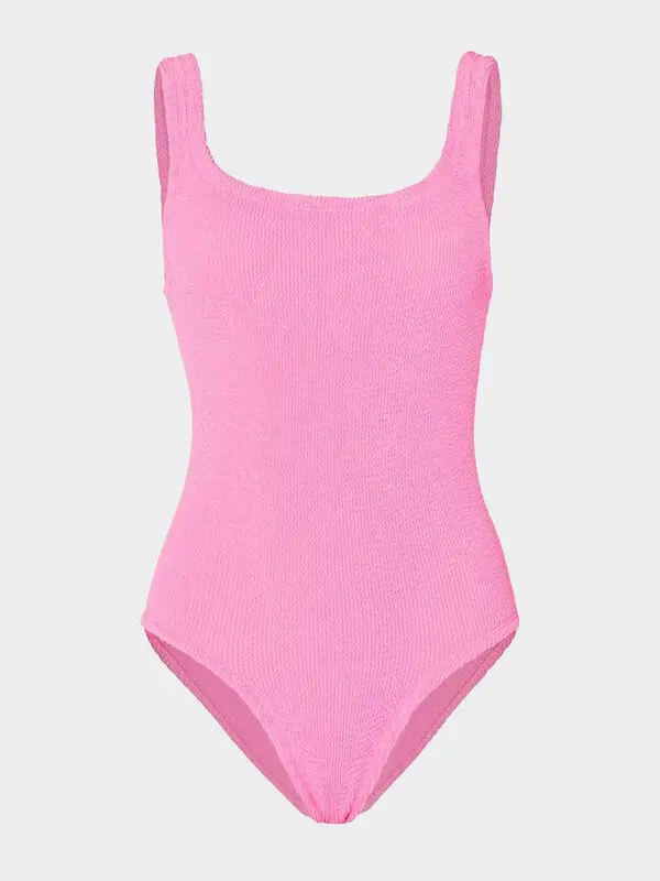 Hunza G Coverage Square Neck Swim | | Original Crinkle™ Swimwear - Bubblegum