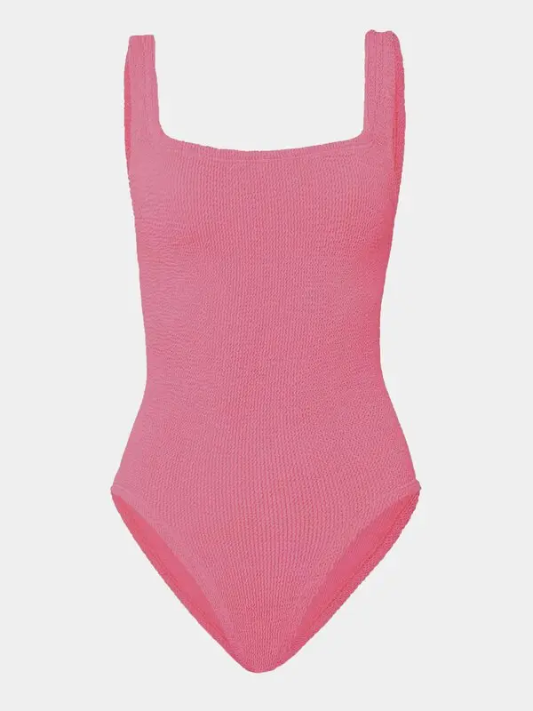 Hunza G Coverage Square Neck Swim | | Original Crinkle™ Swimwear - Candy Pink