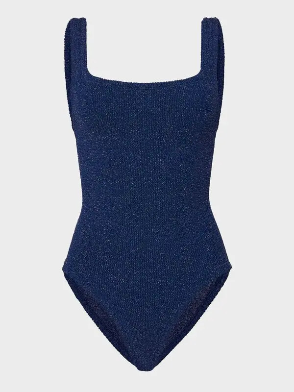 Hunza G Coverage Square Neck Swim | | Original Crinkle™ Swimwear - Navy/silver