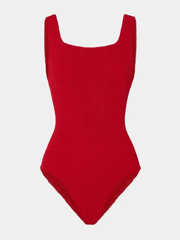 Hunza G Coverage Square Neck Swim | | Original Crinkle™ Swimwear - Red
