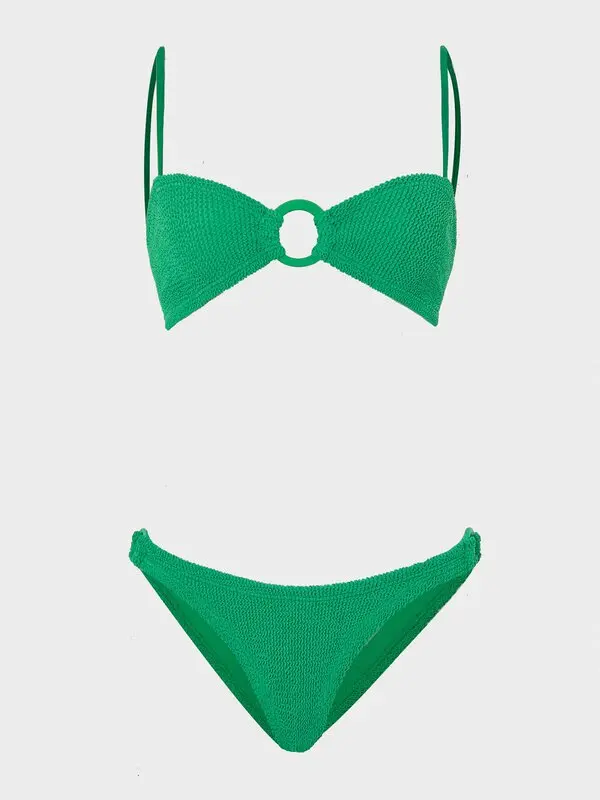 Hunza G Misty Bikini With Tonal Hoops | | Original Crinkle™ Swimwear - Emerald