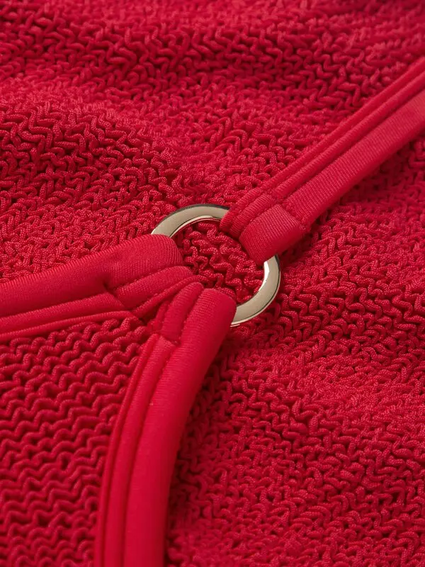 Hunza G Clara One-shoulder Swimsuit With Gold Hoop Detail - Red
