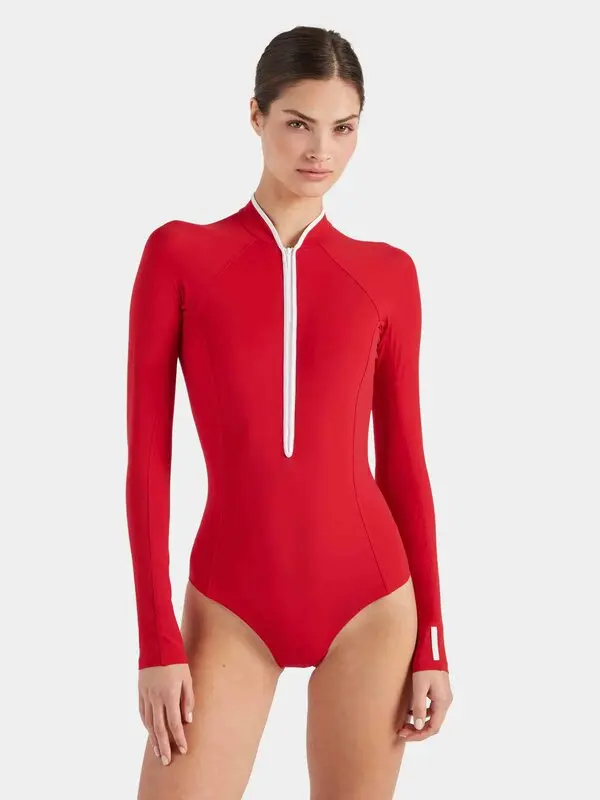 Hunza G Tyra Upf 50+ Swim - Red & White