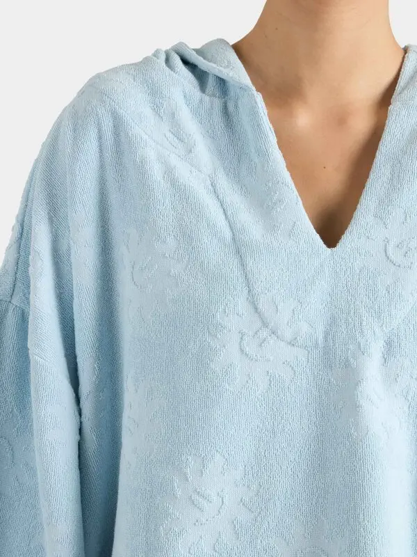 Hunza G Towelling Hooded Poncho - Ice Blue
