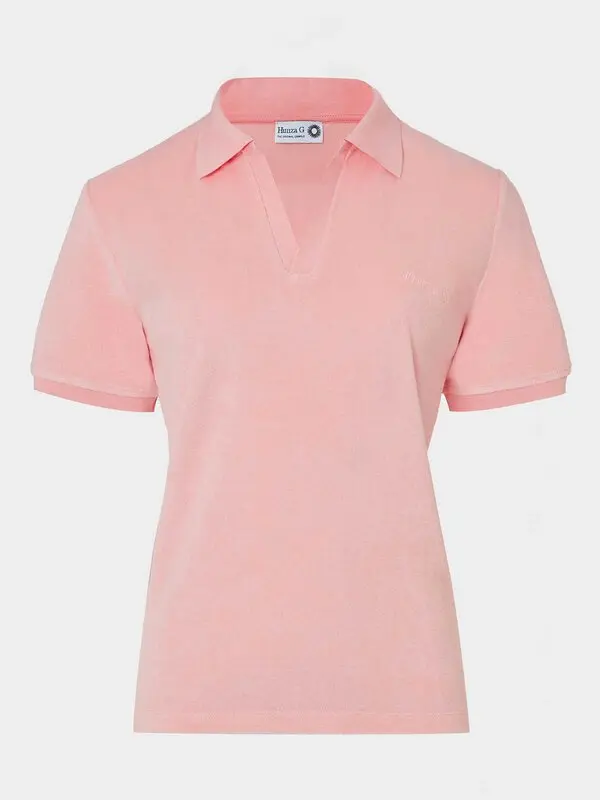 Hunza G Terry Towelling Polo | | Resortwear - Pink
