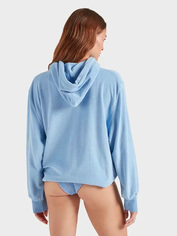 Hunza G Terry Towelling Hoodie - Cornflower