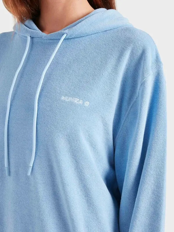 Hunza G Terry Towelling Hoodie - Cornflower