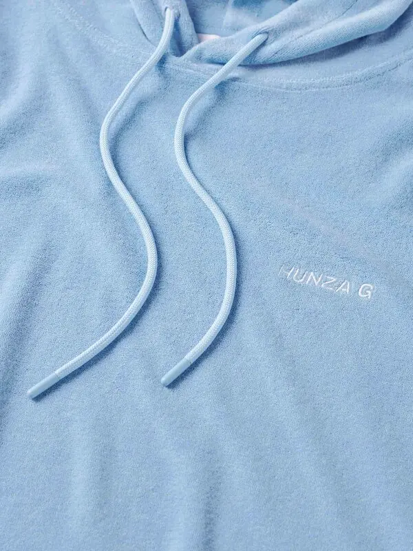 Hunza G Terry Towelling Hoodie - Cornflower