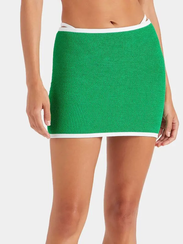 Hunza G Devyn Swim Skirt/tube Top | | Original Crinkle™ Swimwear - Emerald/white