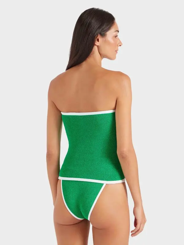 Hunza G Devyn Swim Skirt/tube Top | | Original Crinkle™ Swimwear - Emerald/white