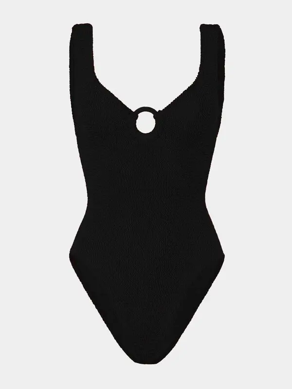Hunza G Celine Swim | Tonal Hoops | | Swimwear - Black