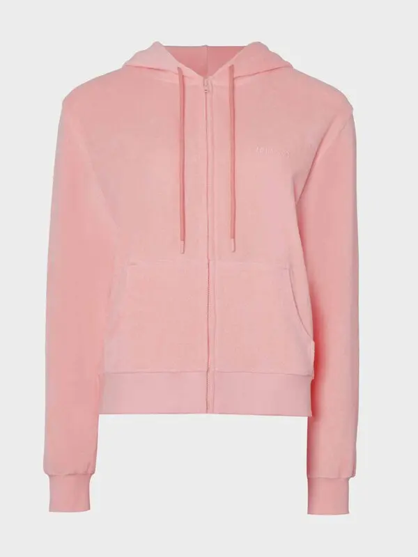 Hunza G Terry Towelling Zip Hoodie - Pink