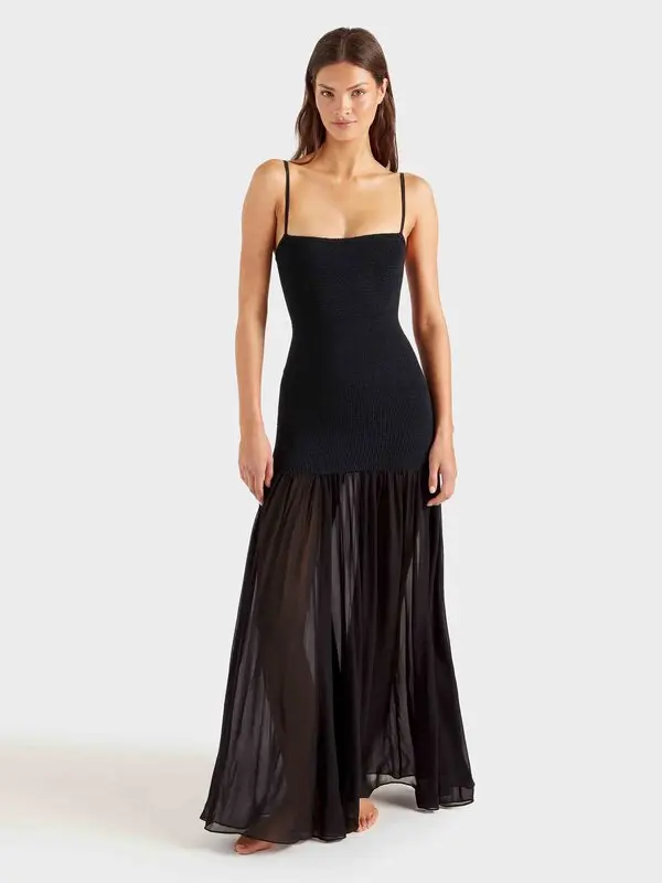 Hunza G Original Crinkle Hybrid Maxi Dress