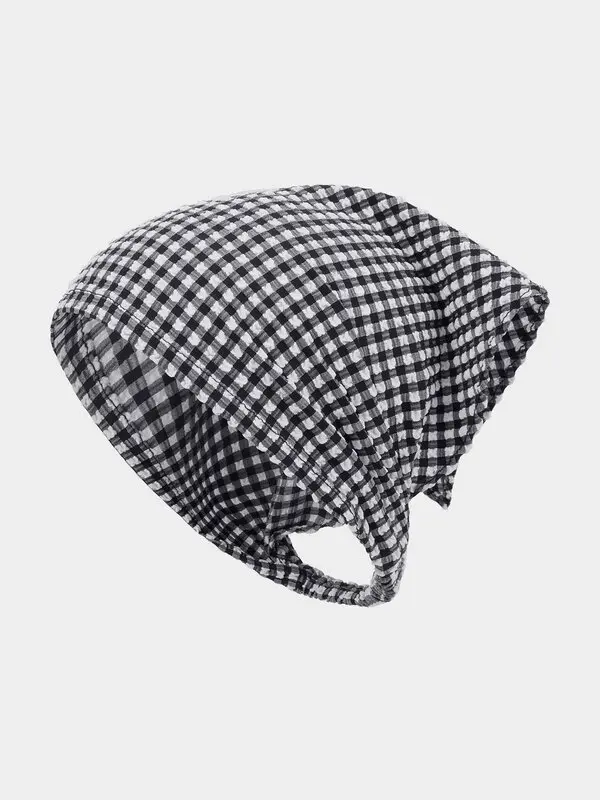 Hunza G Sofia Gingham Headscarf - Black Gingham