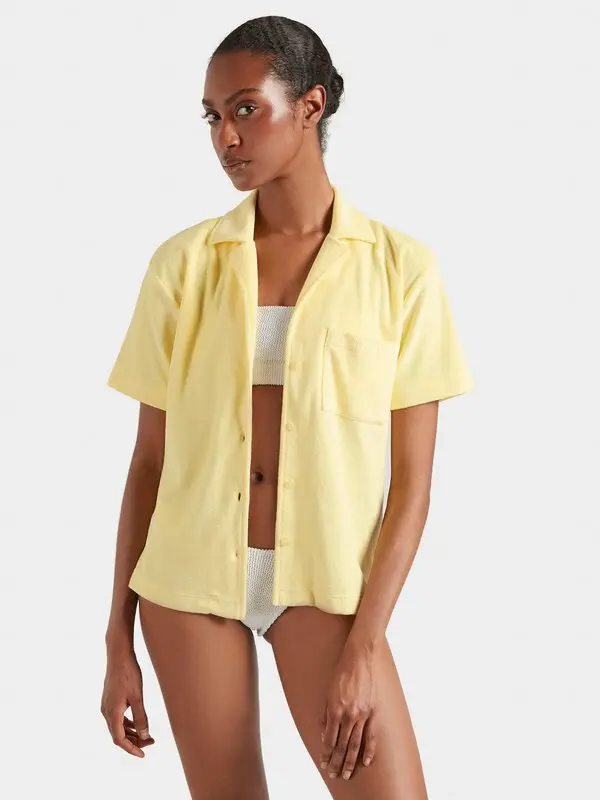 Hunza G Terry Towelling Cuban Shirt - Butter