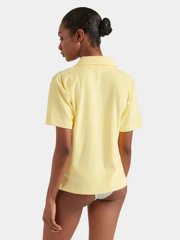 Hunza G Terry Towelling Cuban Shirt - Butter