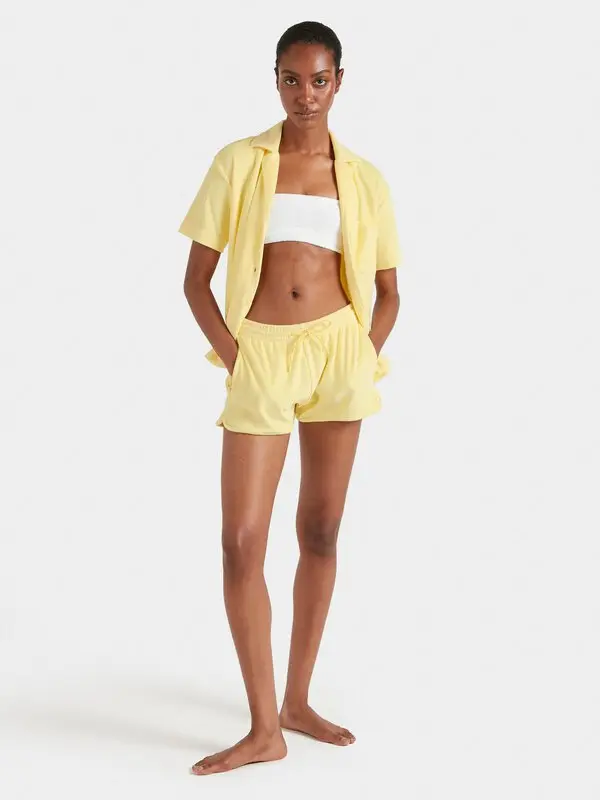Hunza G Terry Towelling Cuban Shirt - Butter