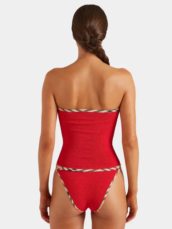 Hunza G Burberry X Devyn Swimskirt/top - Crinkle Red/check