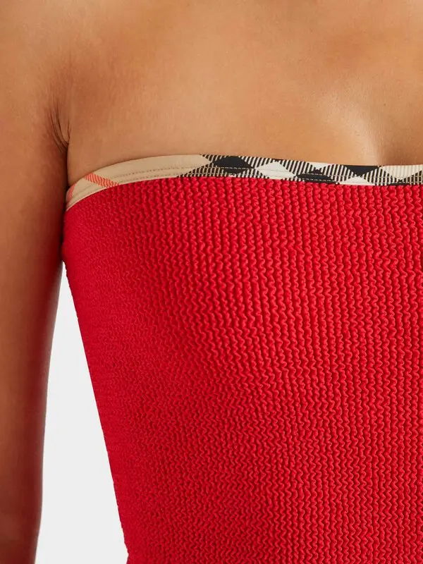 Hunza G Burberry X Devyn Swimskirt/top - Crinkle Red/check