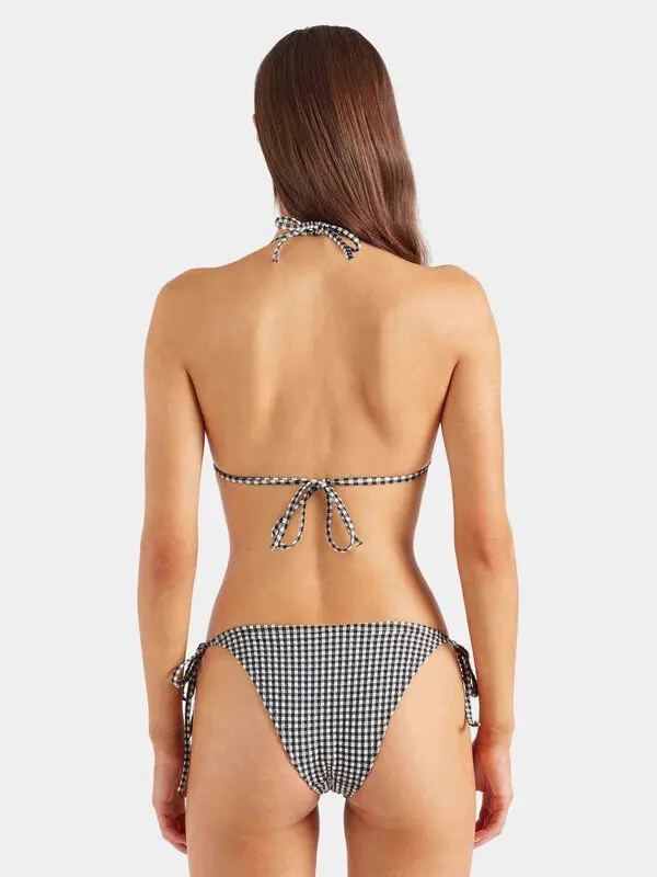 Hunza G Gingham Seersucker Sabrina Bikini - Black Gingham