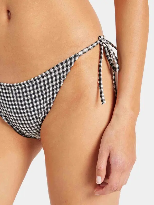 Hunza G Gingham Seersucker Sabrina Bikini - Black Gingham