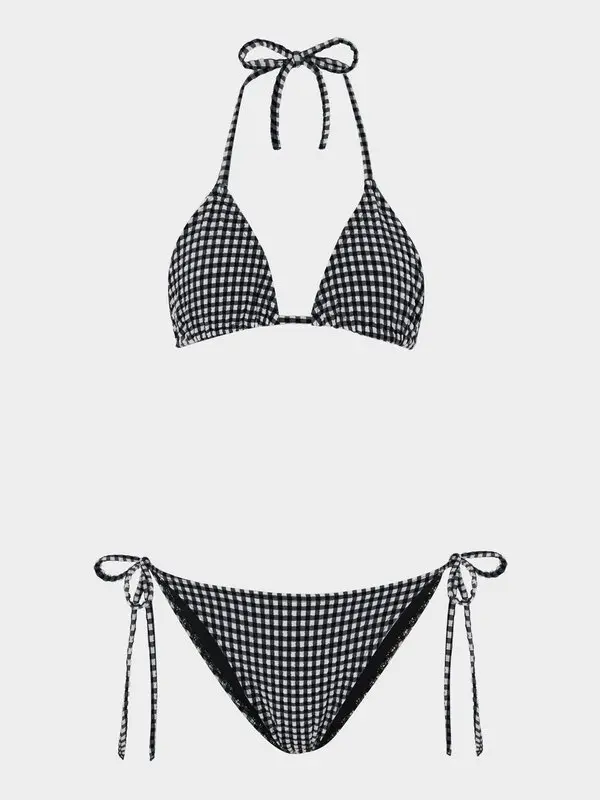Hunza G Sabrina Gingham Seersucker Bikini - Gingham Black