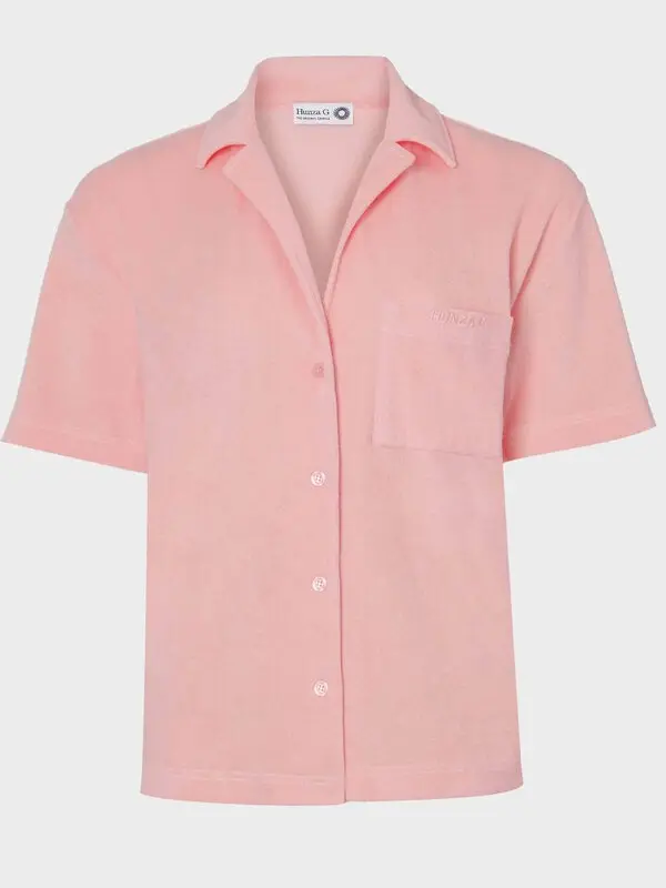 Hunza G Terry Towelling Cuban Shirt | | Resortwear - Pink