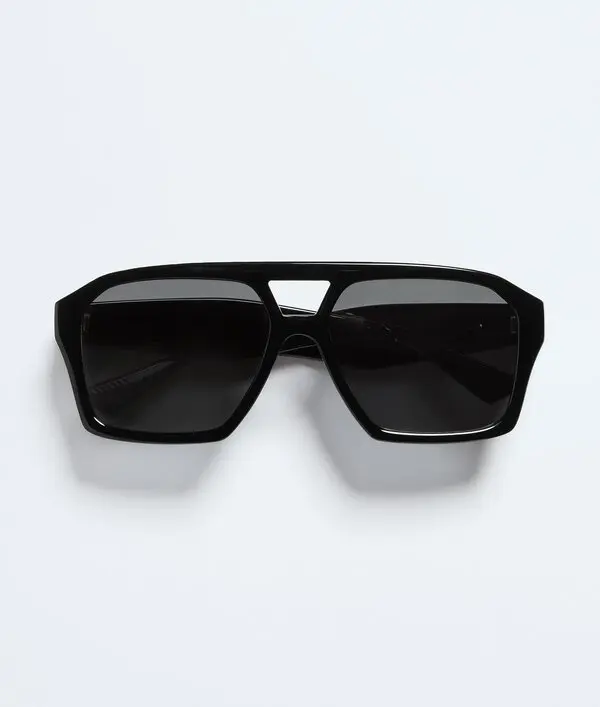 Bottega Veneta Aviator Sunglasses With Gold-finished Detail - Black/grey