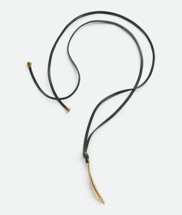 Bottega Veneta Sterling Silver And Leather Necklace - Nero