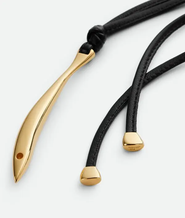 Bottega Veneta Sterling Silver And Leather Necklace - Nero