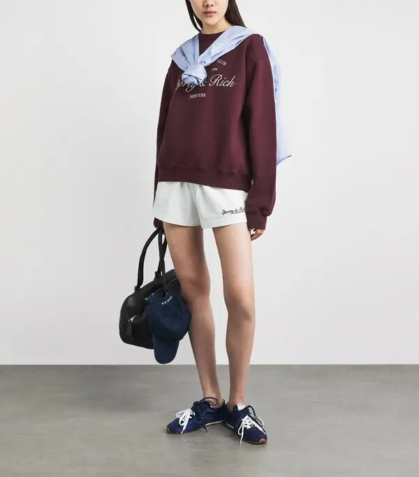 SPORTY & RICH Syracuse Embrdoidered Sweatshorts - White