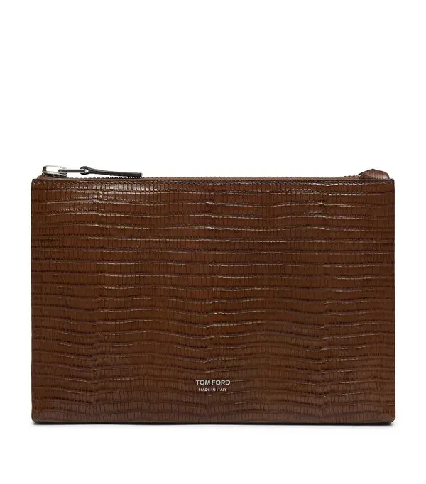 TOM FORD Large Calfskin Embossed Portfolio Bag - Brown